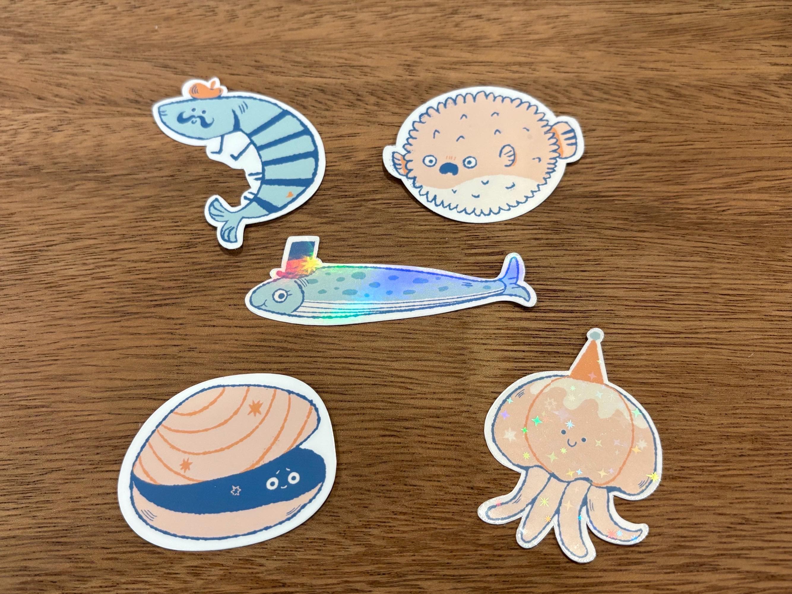 Sardine Tin Sticker Bundle: 5 Vinyl Fish Stickers+1 Reusable Tin - Etsy