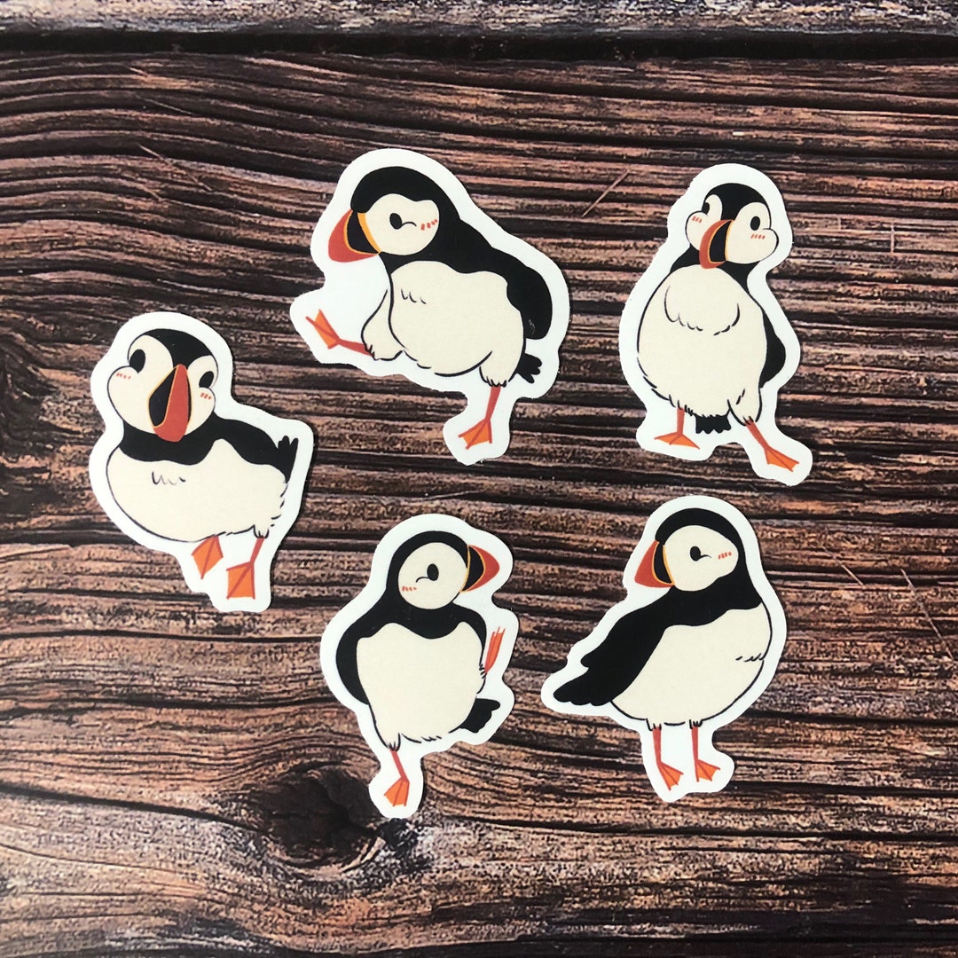 5 Holiday Funny Puffin Stickers/ Christmas Puffin/ Vinyl Waterproof ...