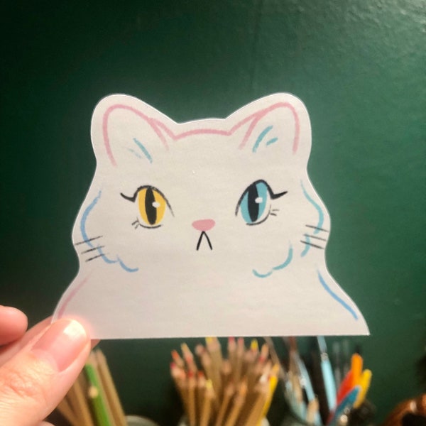 Cute White Cat Stickers - Etsy