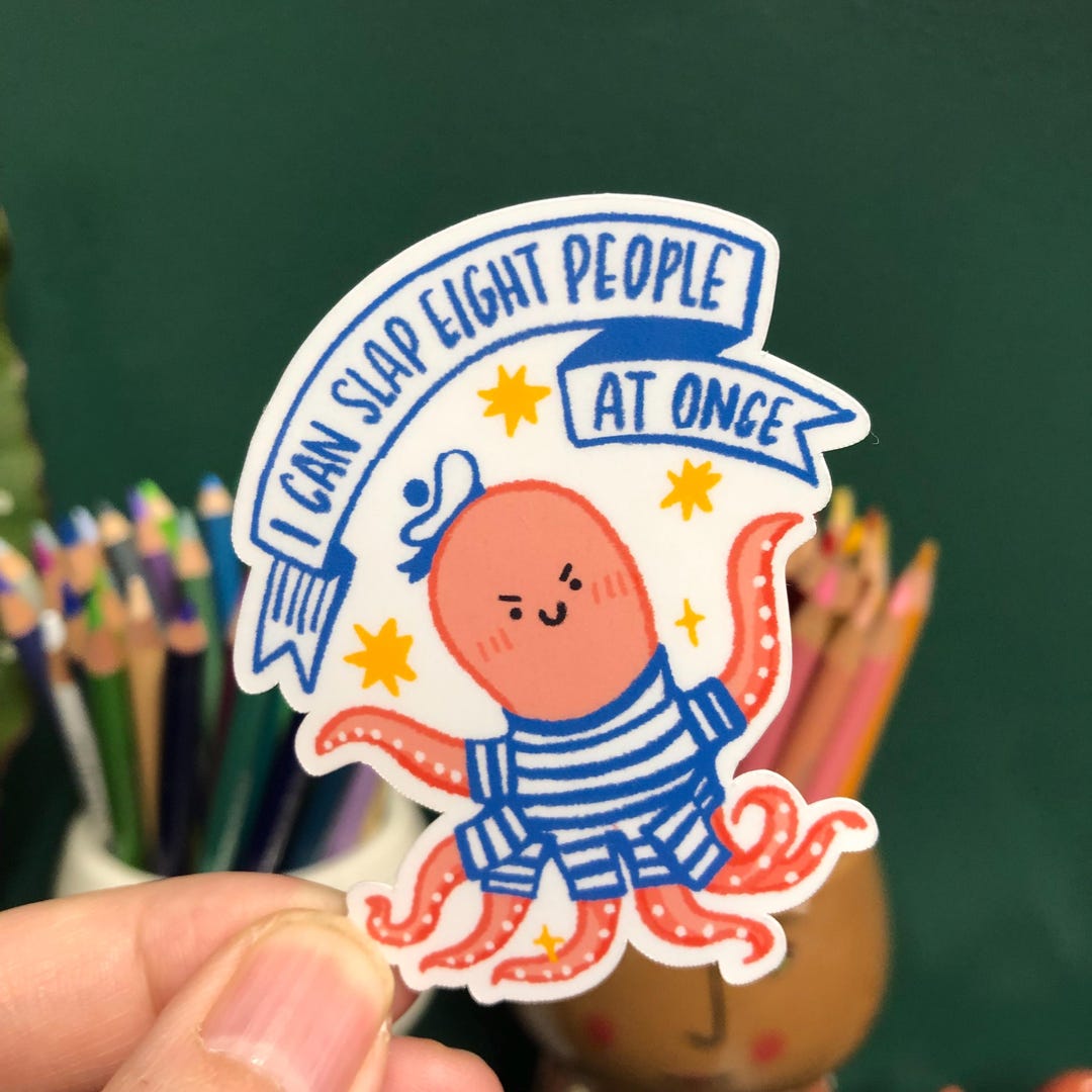 Funny Octopus Stickers/animal Sticker/glossy Vinyl Sticker/cute Sticker ...