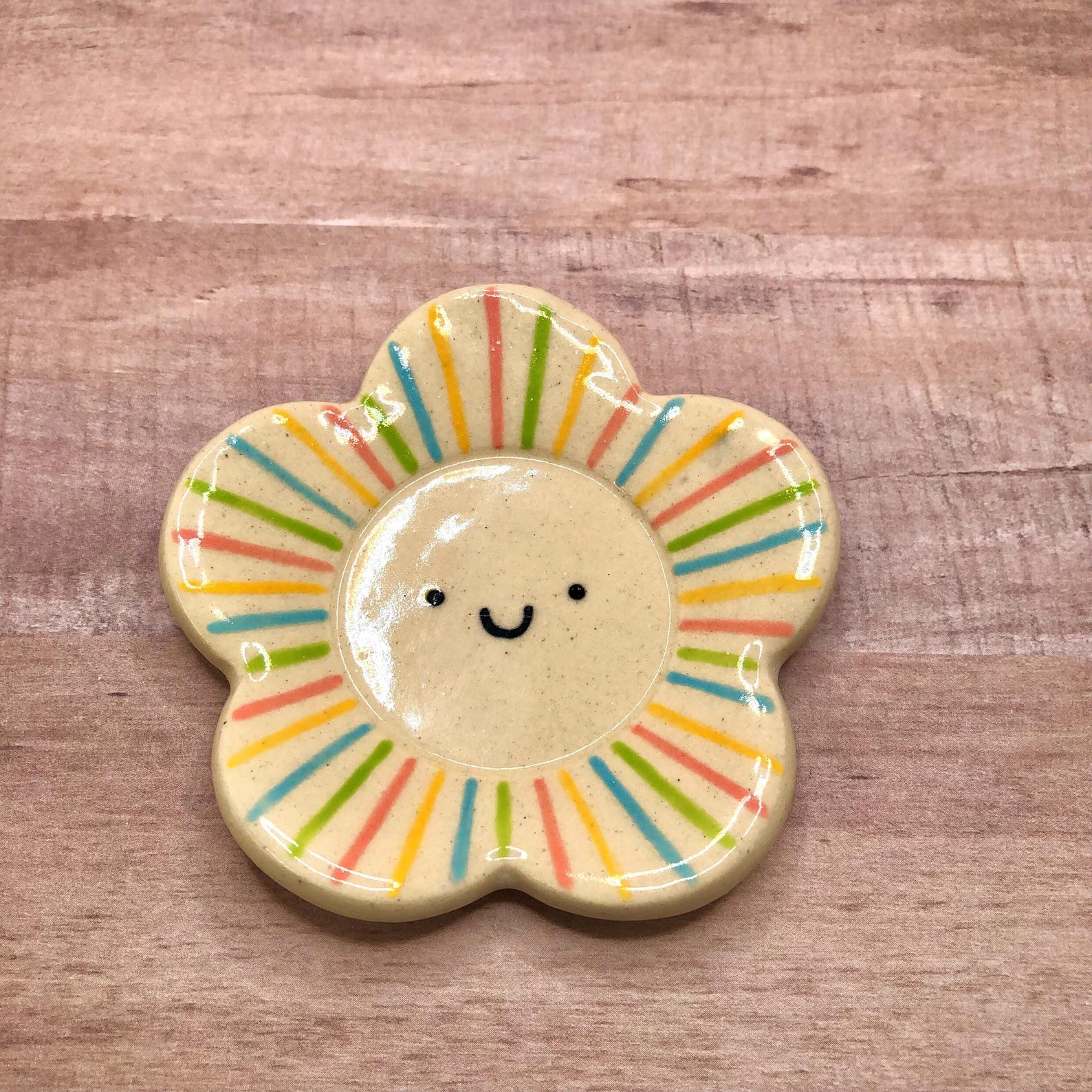 Little Happy Flower Ceramic Trinket Dish,hand Made and Hand Painted ...