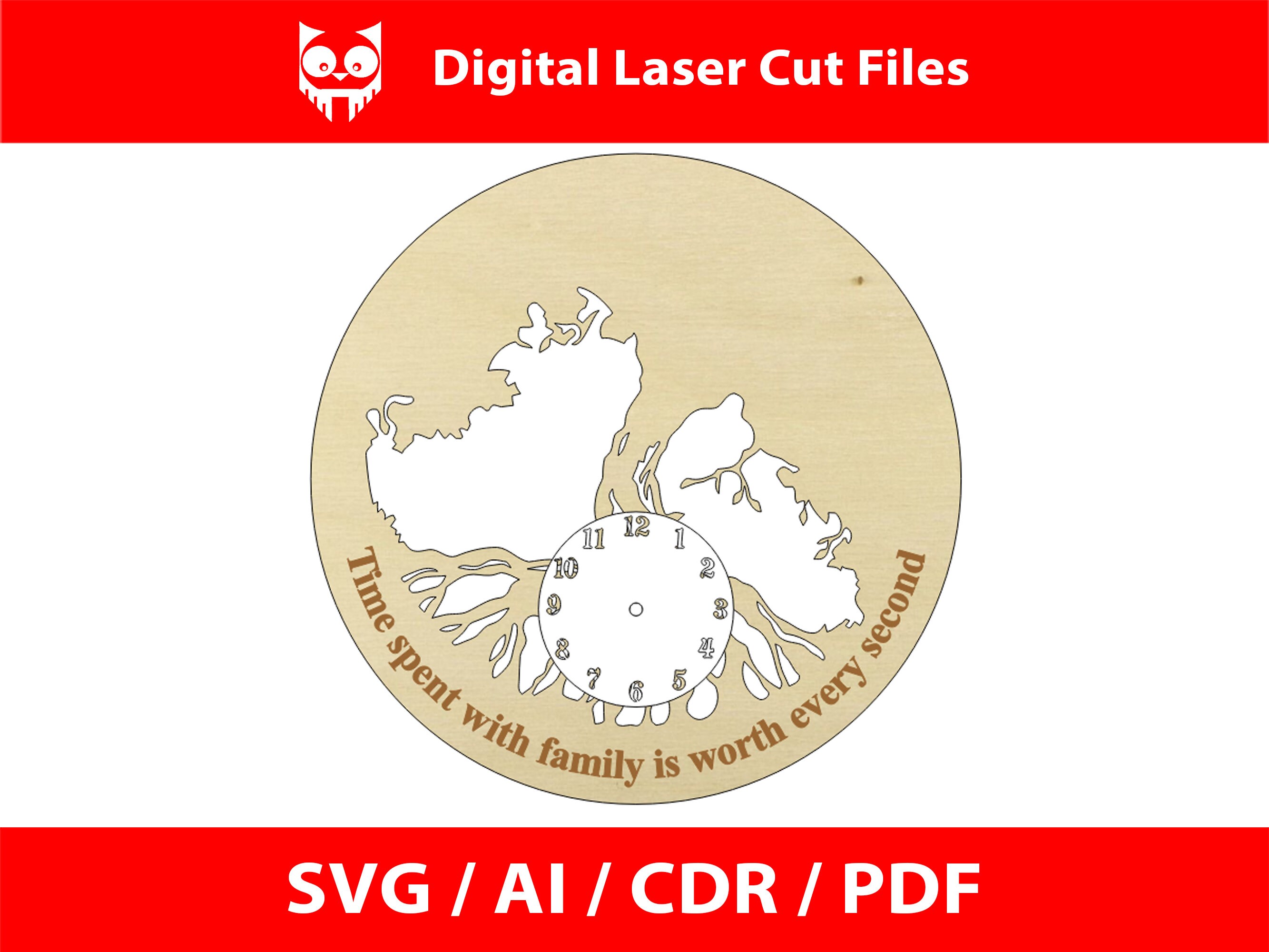 Tree of Life Wall Clock - Laser Cut Files - Svg+dxf+pdf+ai - Instant ...