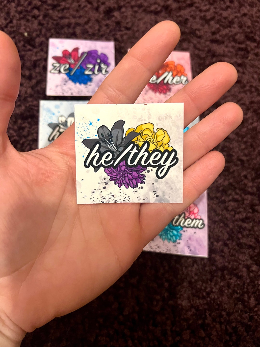 Stickers or Magnets of Pronouns: Flowers | Bisexual, Pansexual, Lesbian ...