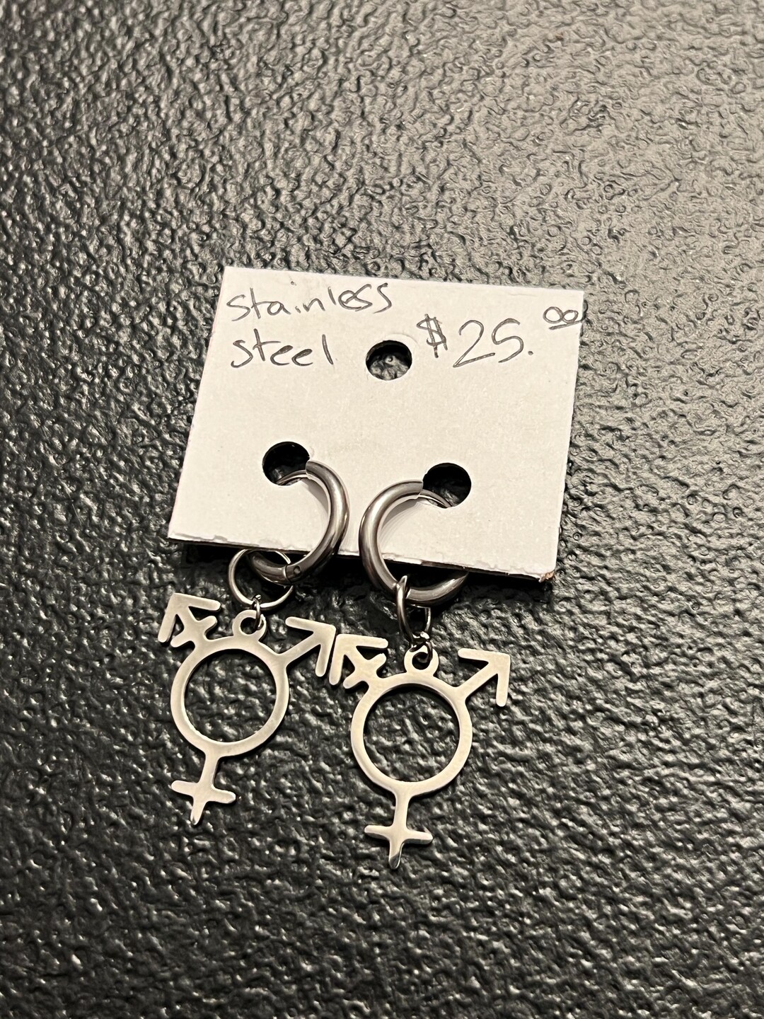 Trans Hoop Earrings (black, Gold, or Silver) | Stainless Steel Hoops ...