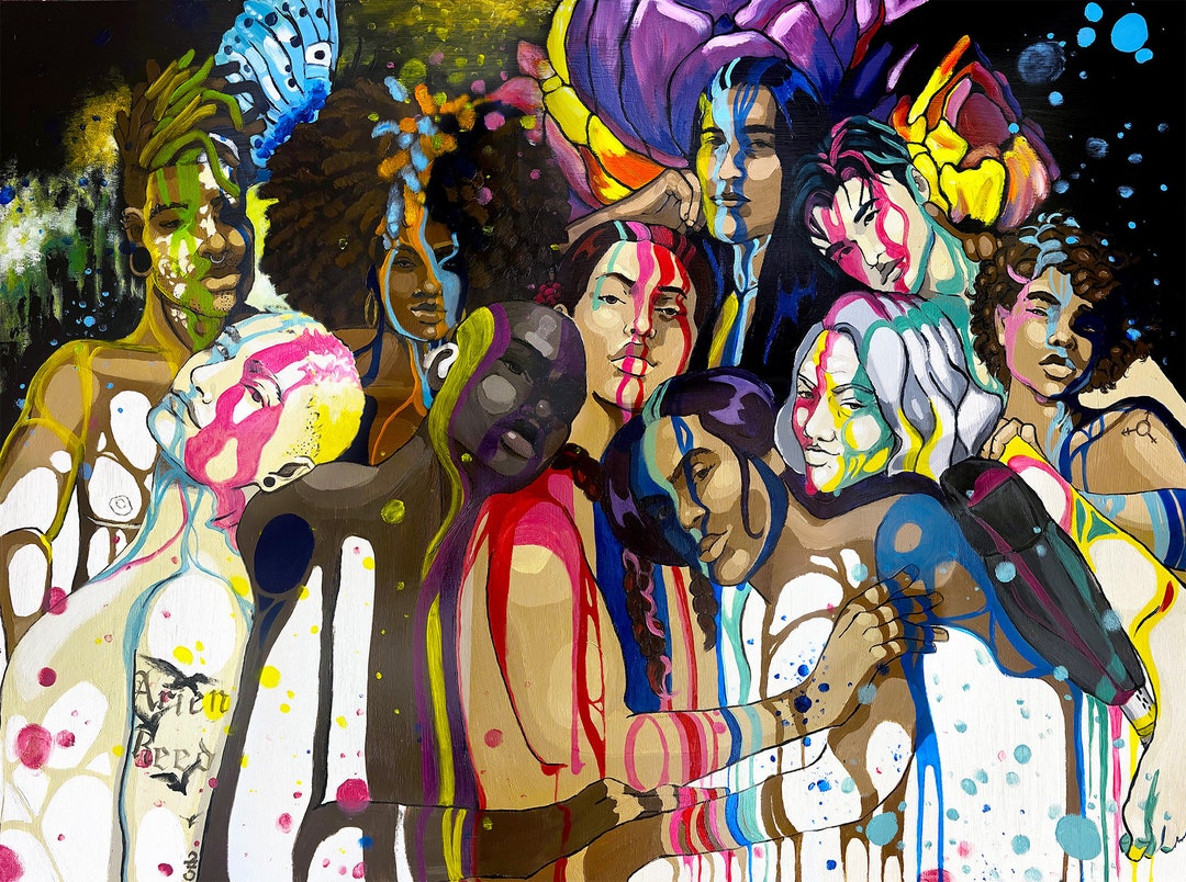 Unity Painting of Diverse People Flowers & Butterflies - Etsy