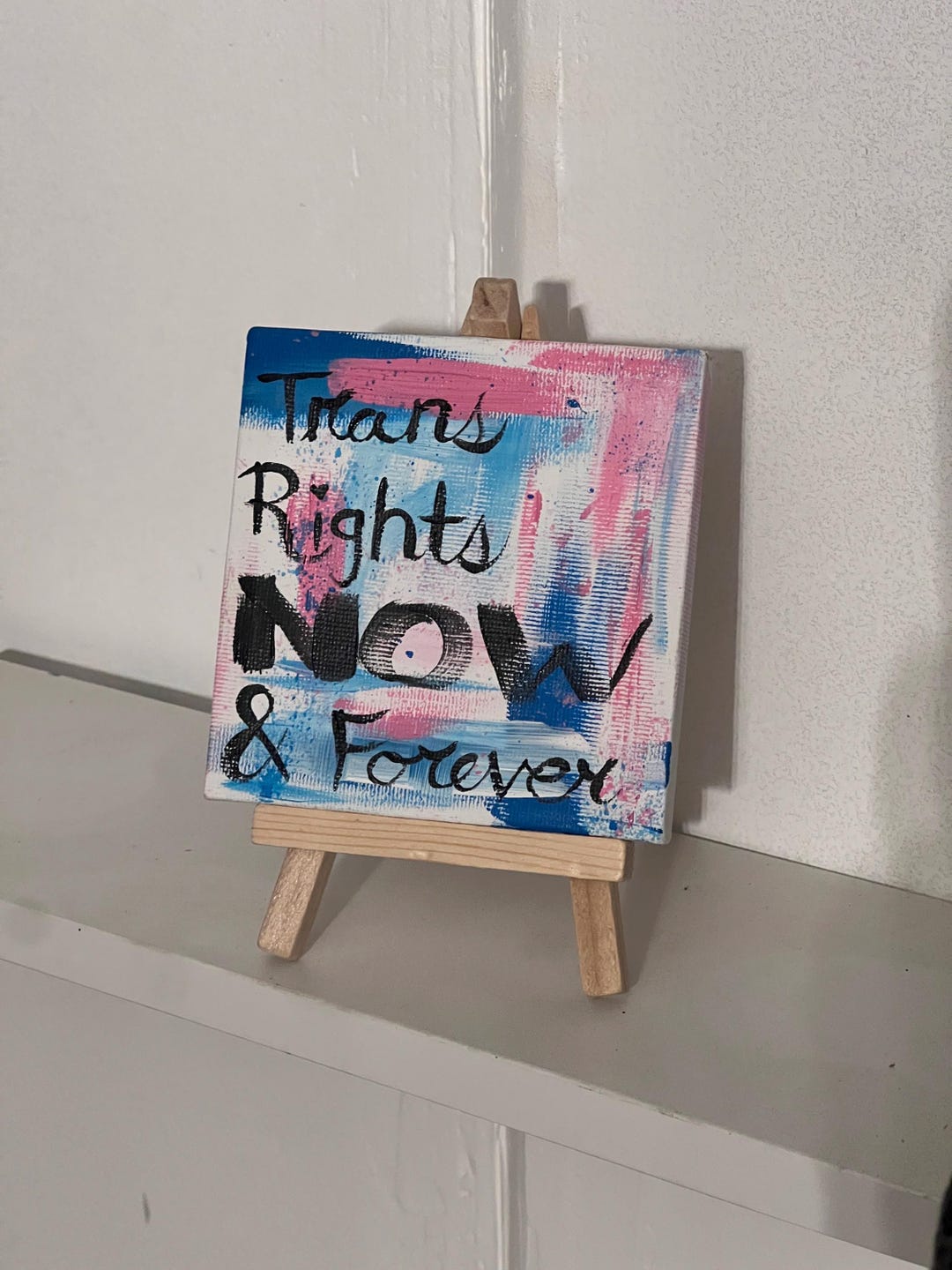 Miniature Painting of Abstract Pink, Blue, and White Trans Pride Colors ...