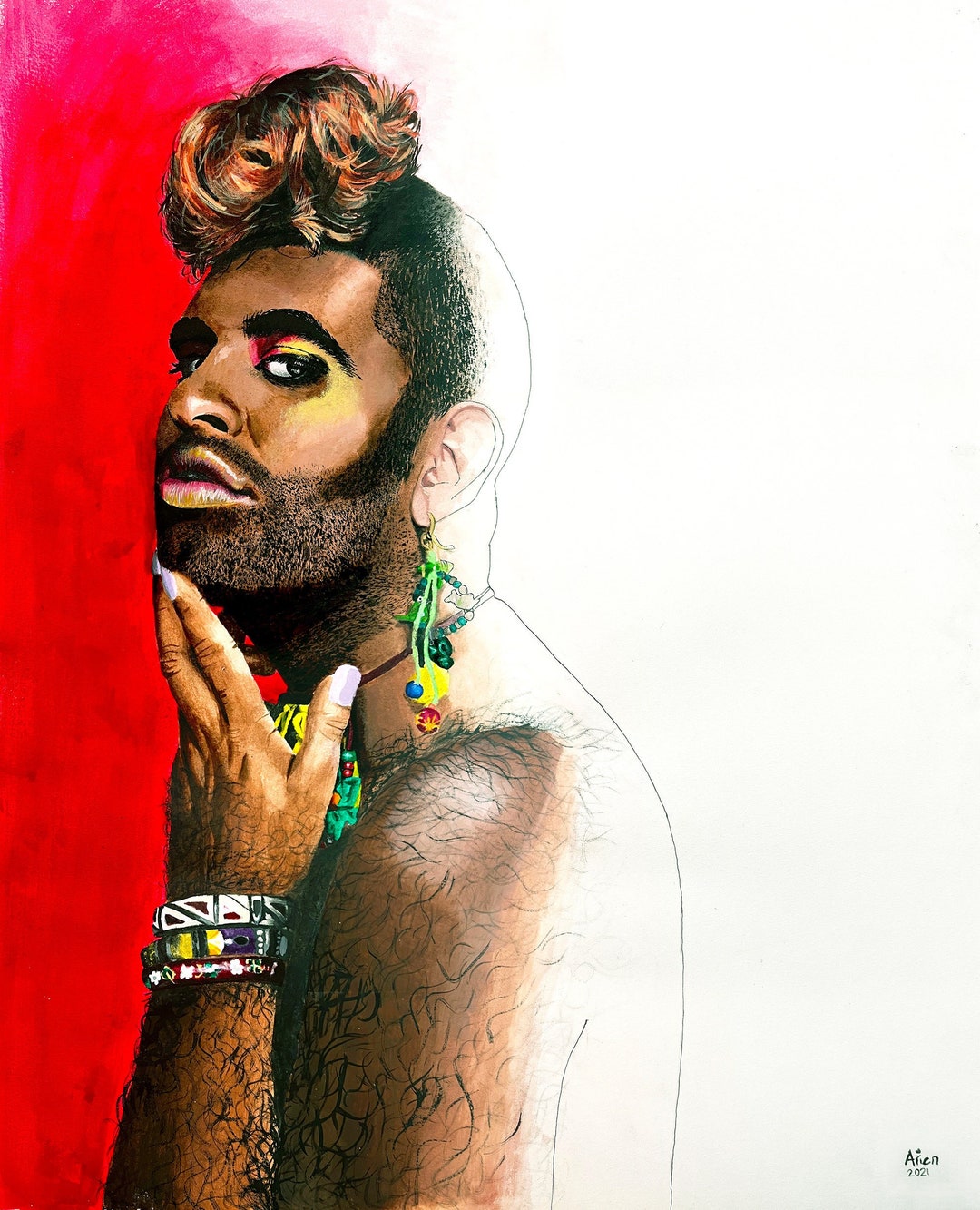 Bombay Ink Painting of Alok Vaid-menon, A Non-binary Person, by ...