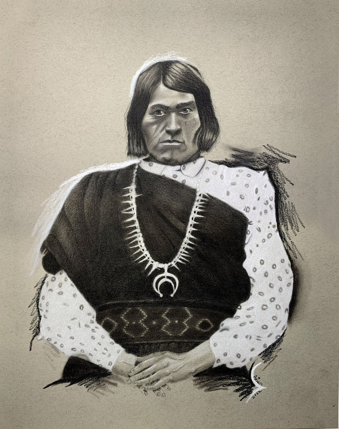 We'wha | Historical Two-spirit Person | Charcoal Drawing by Transgender ...