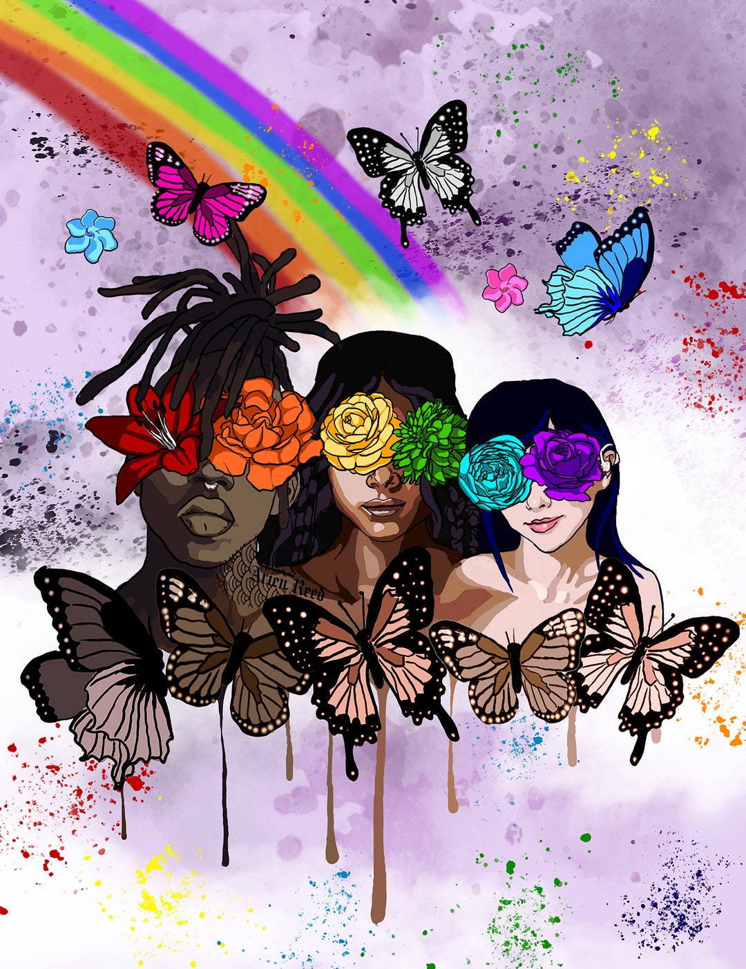 Diversity Incarnate | Drawing of Queer People, Rainbow Flowers, and ...