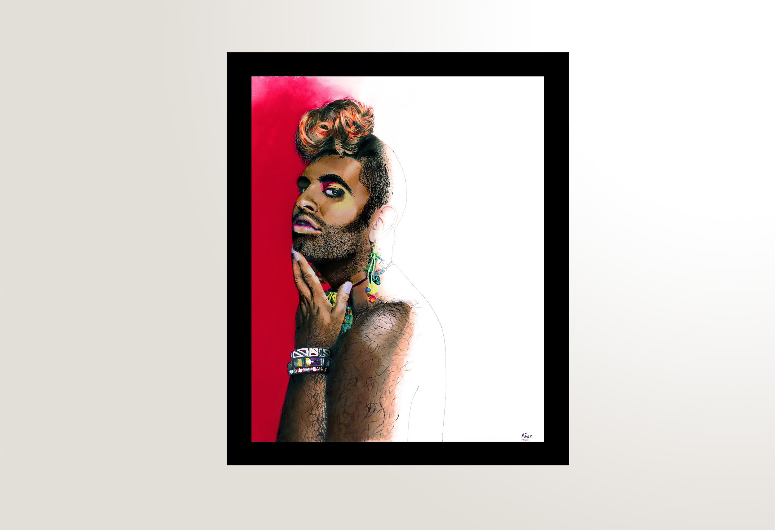 Bombay Ink Painting of Alok Vaid-menon A Non-binary Person - Etsy