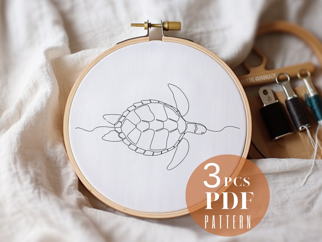 Sea Turtle Embroidery Template, Embroidery Blueprint, PDF Template, DIY ...