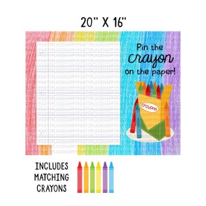 Crayon Party Game, Pin the Crayon on the Paper, Crayon Party Theme ...