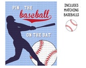 Baseball Party Game Pin the Baseball on the Bat Baseball - Etsy