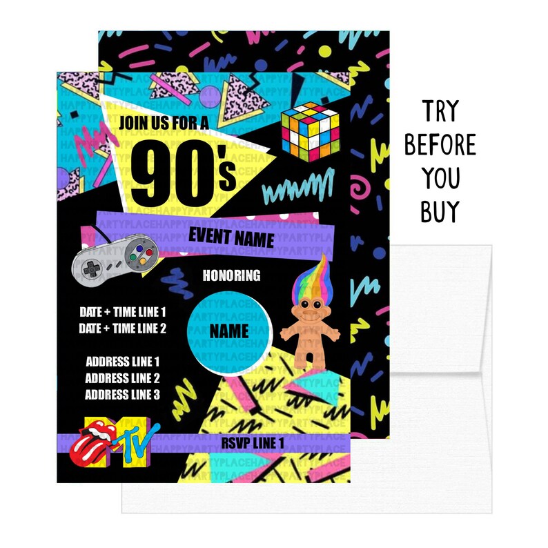 90's Theme Stickers, 90's Party Favor Tags, 90's Birthday Party, 90's ...