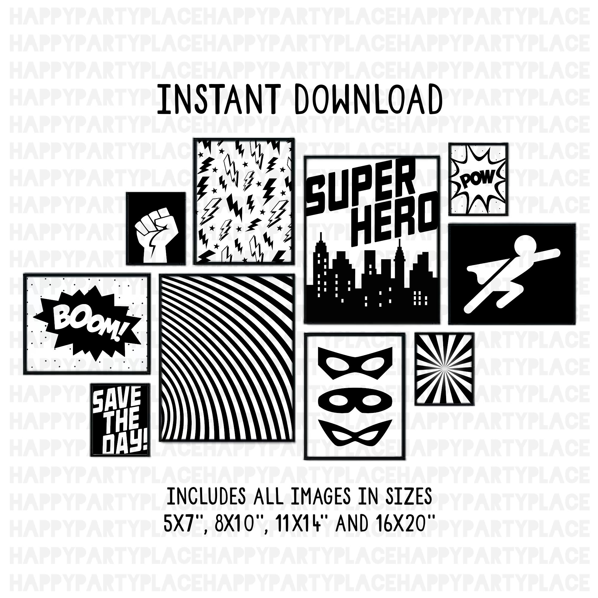 Superhero Black And White Graphics