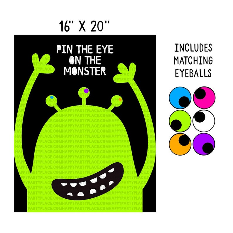 Monster Halloween Party Game, Pin the Eye on the Monster, Instant ...