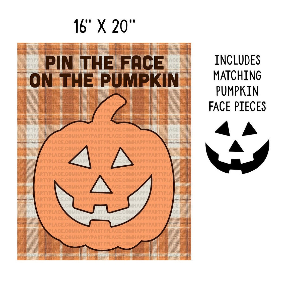 Pumpkin Halloween Party Game, Pin the Face on the Pumpkin, Carving ...
