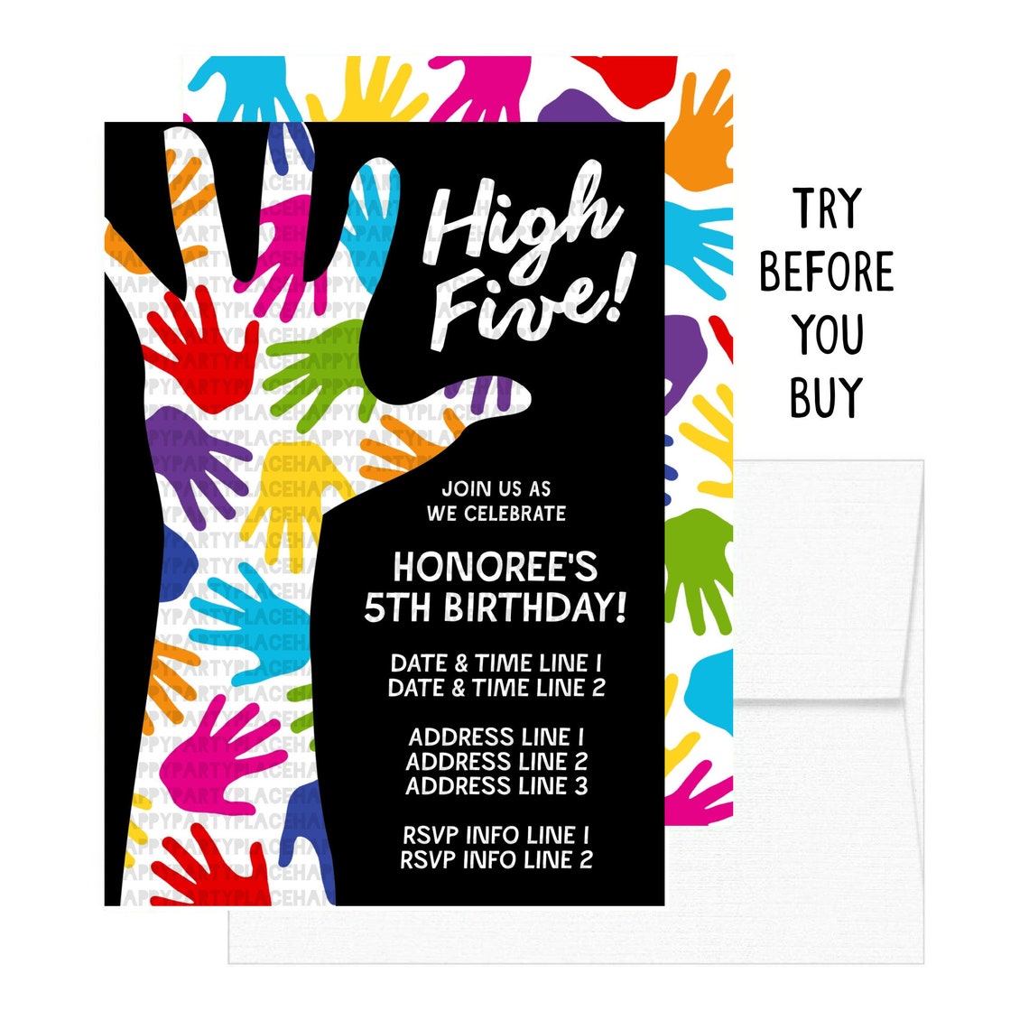 High Five Birthday Party Invitation, High 5 Birthday Party Invite, 5th ...