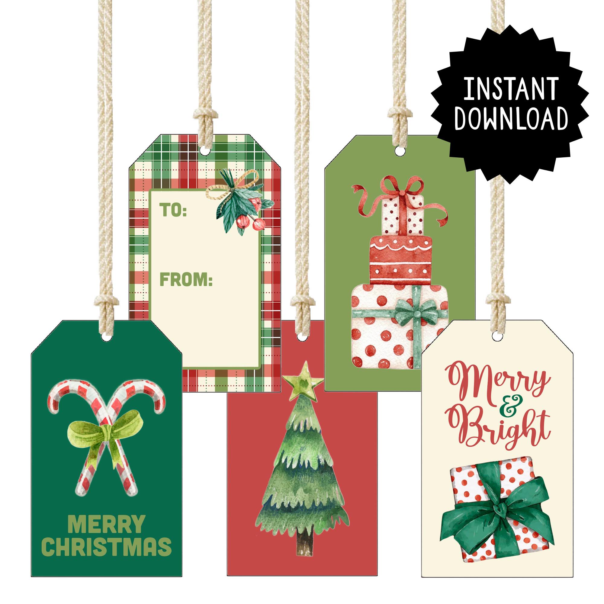 Instant Download Printable Christmas Gift Tags, Holiday Gift Tags ...