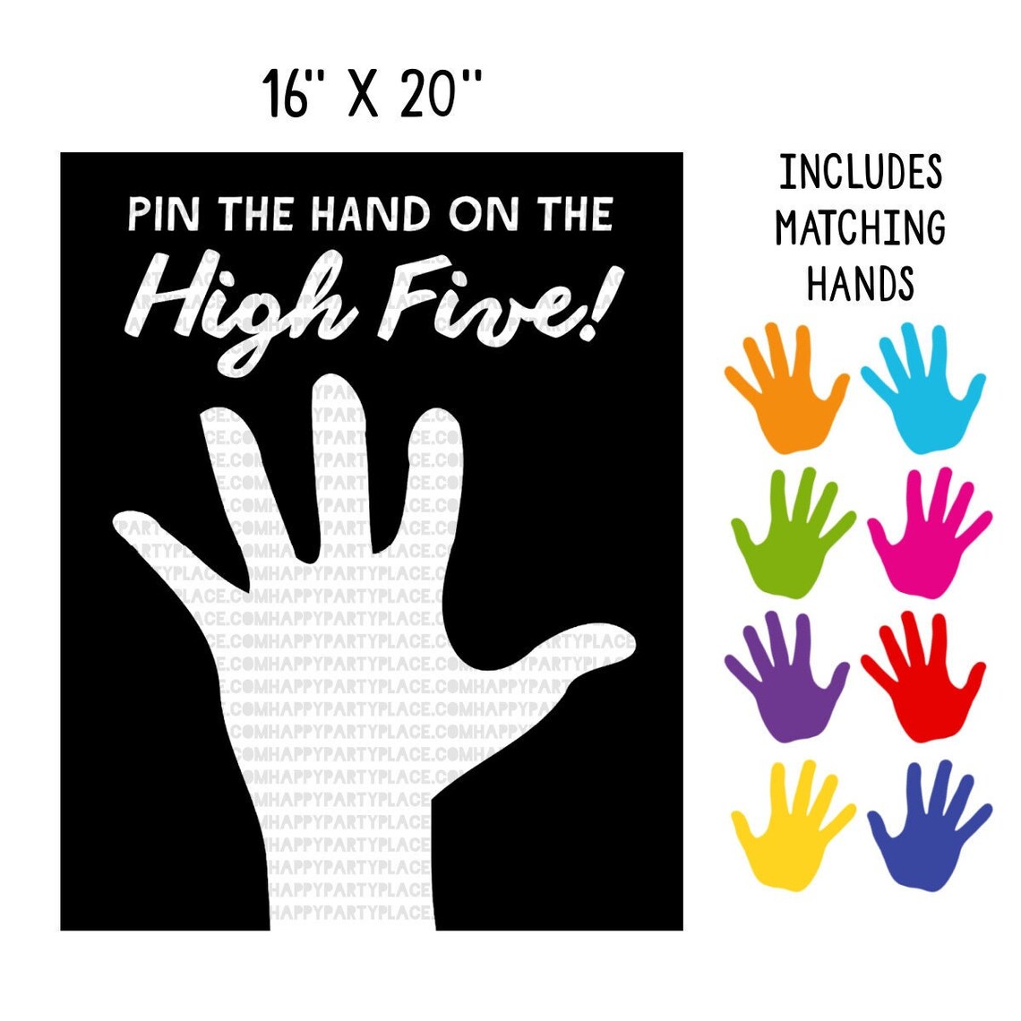 High Five Party Game, Pin the Hand on the High Five, School Party Game ...
