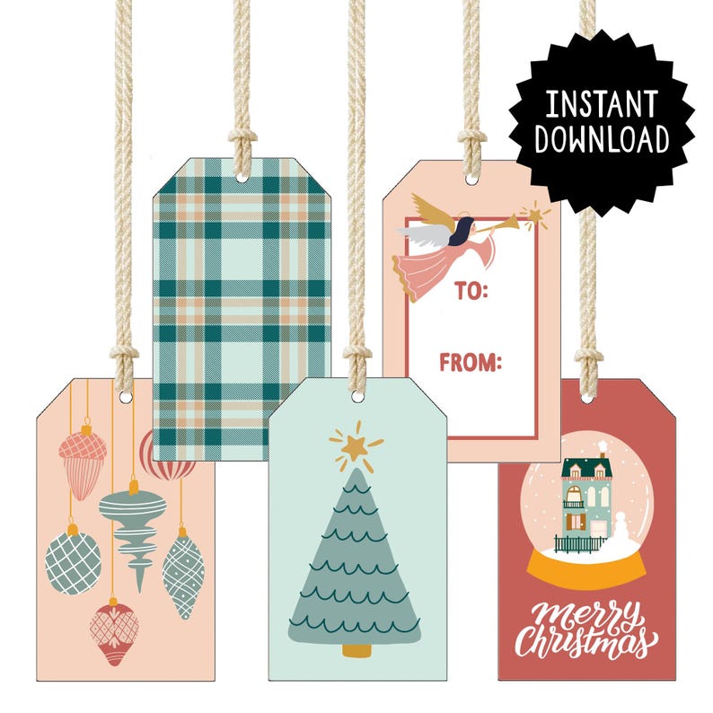 Instant Download Printable Cute Christmas Gift Tags, Holiday Gift Tags ...