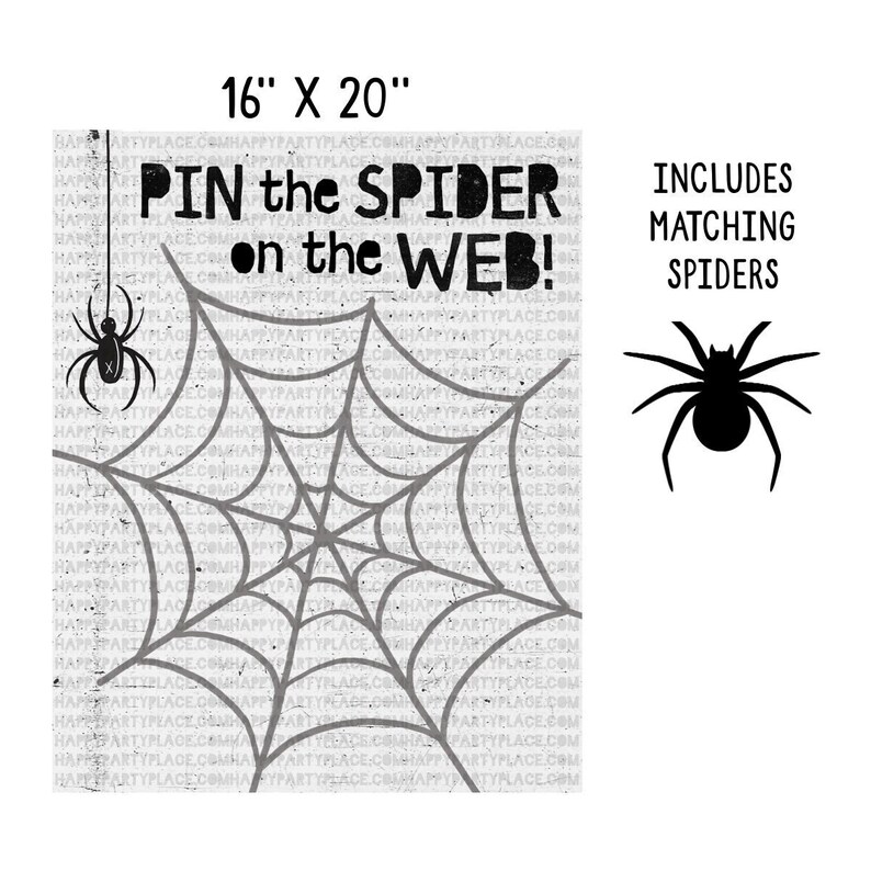 Spider Halloween Party Game, Pin the Spider on the Web, Spider Party ...