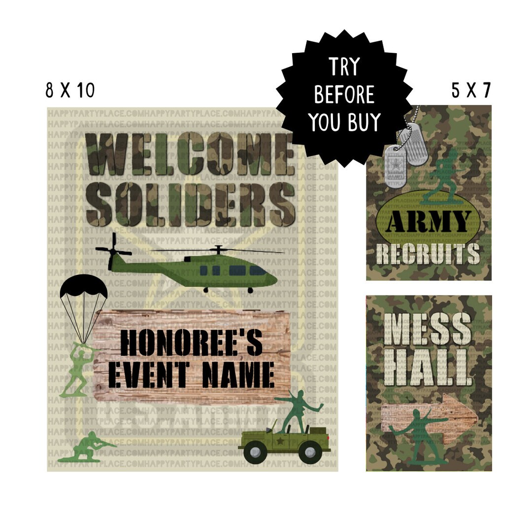 Army Party Sign, Army Welcome Party Sign, Army Party Theme Decor ...
