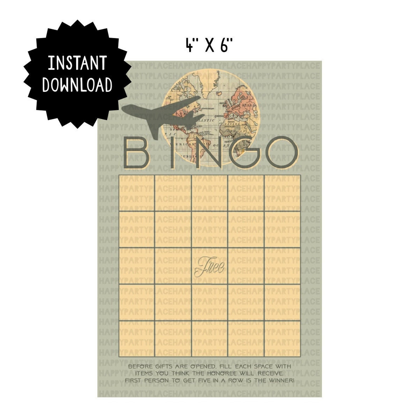 World Traveling BINGO Cards, Adventure Awaits BINDO Cards, Bridal ...