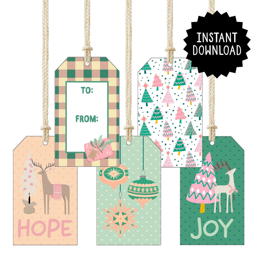 Instant Download Printable Cute Christmas Gift Tags, Holiday Gift Tags ...
