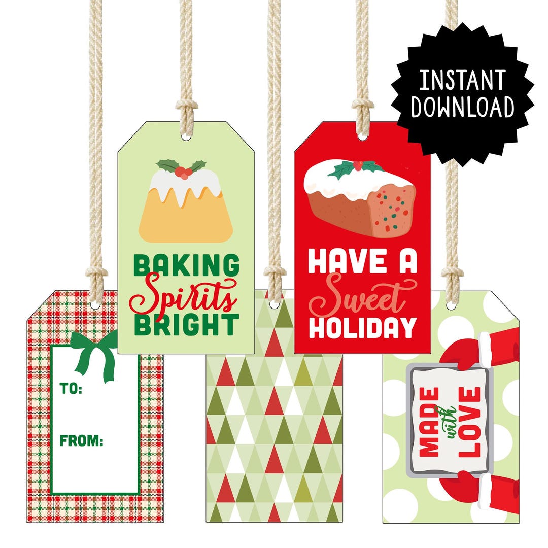 Instant Download Printable Christmas Baking Gift Tags, Holiday Gift ...