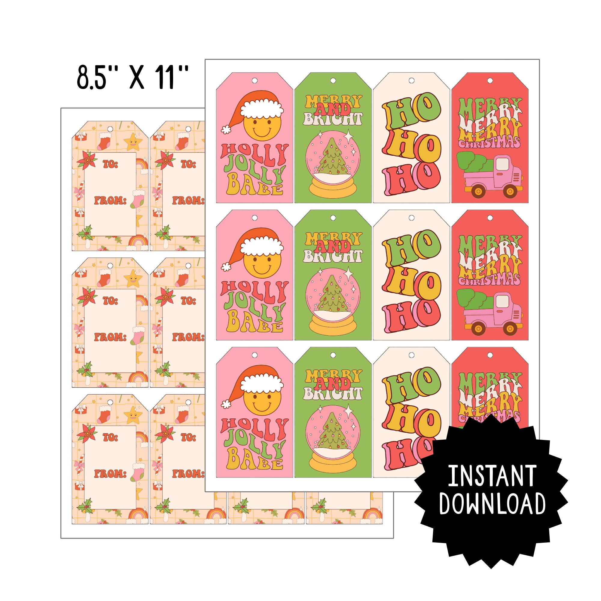 Instant Download Printable Cute Retro Christmas Gift Tags, Holiday Gift ...