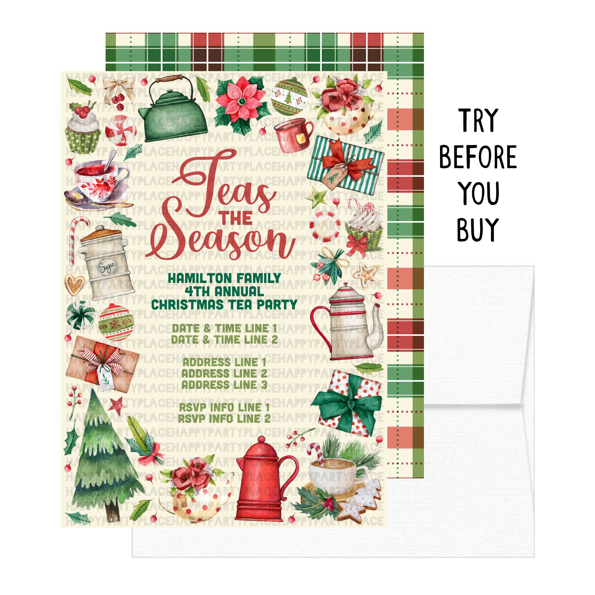 Christmas Tea Party Invitation, Teas the Season Christmas Party Invite ...
