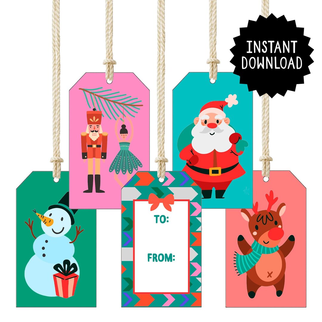 Instant Download Printable Christmas Gift Tags, Holiday Gift Tags ...