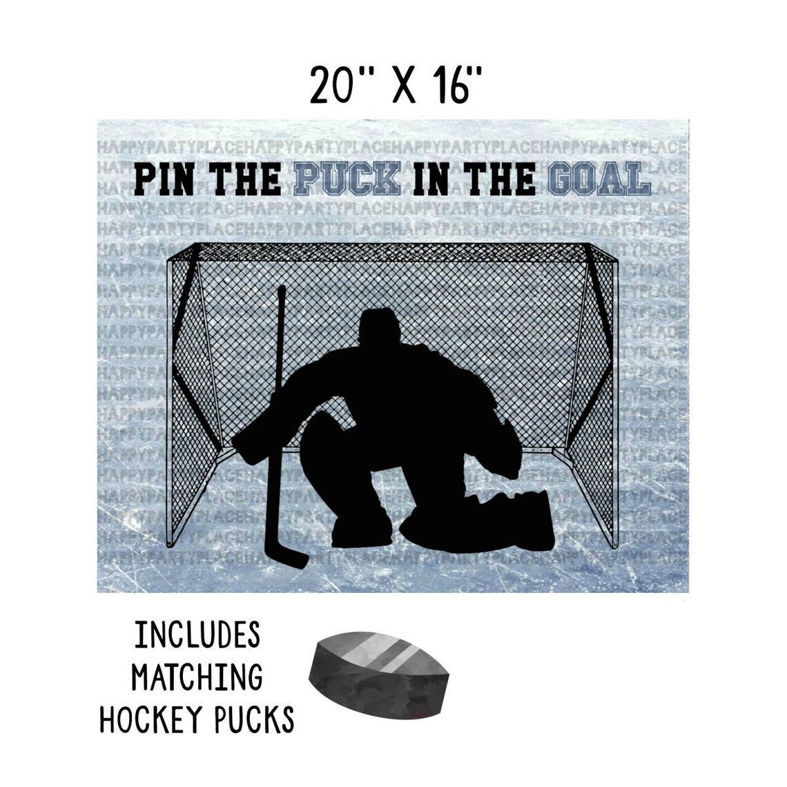 Hockey Party Game, Pin the Puck in the Goal, Ice Hockey Party Theme ...