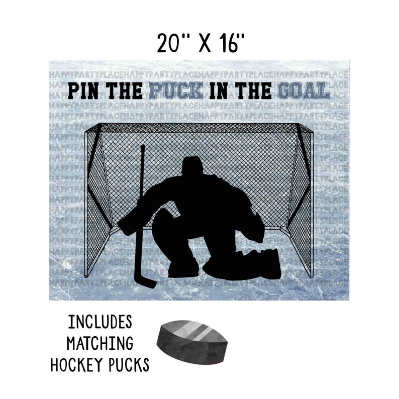 Hockey Party Game, Pin the Puck in the Goal, Ice Hockey Party Theme ...
