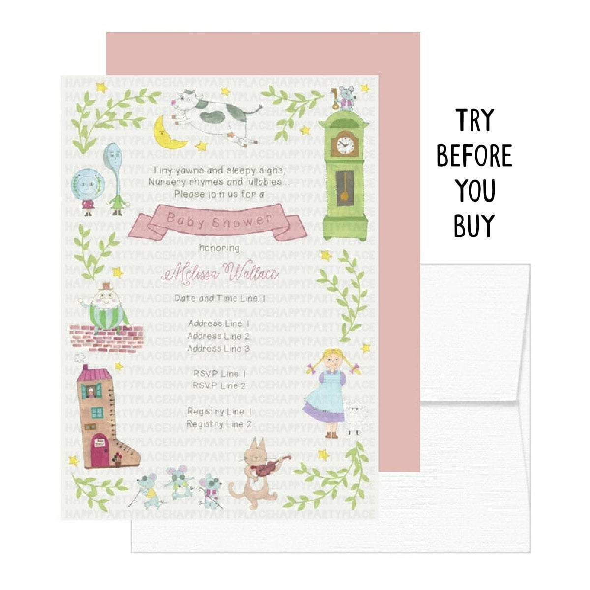 Nursery Rhyme Baby Shower Invitations Nursery Rhyme Theme | Etsy