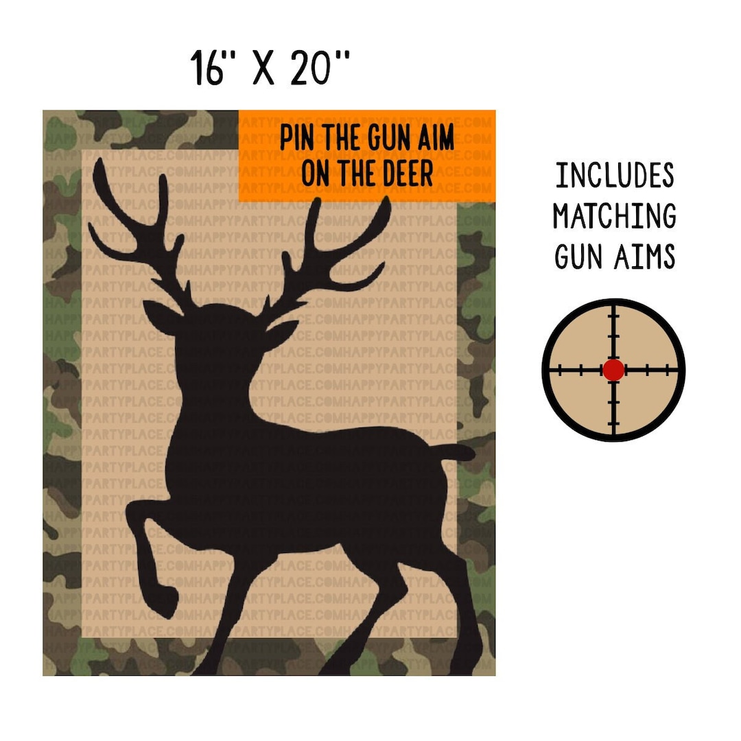 Hunting Party Game, Pin the Gun Aim on the Deer, Hunting Party Theme ...