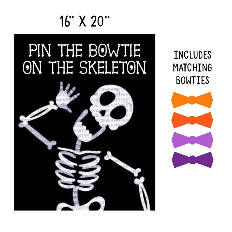 Pin the Bowtie on the Skeleton Game, Fall Festival Game, Halloween ...
