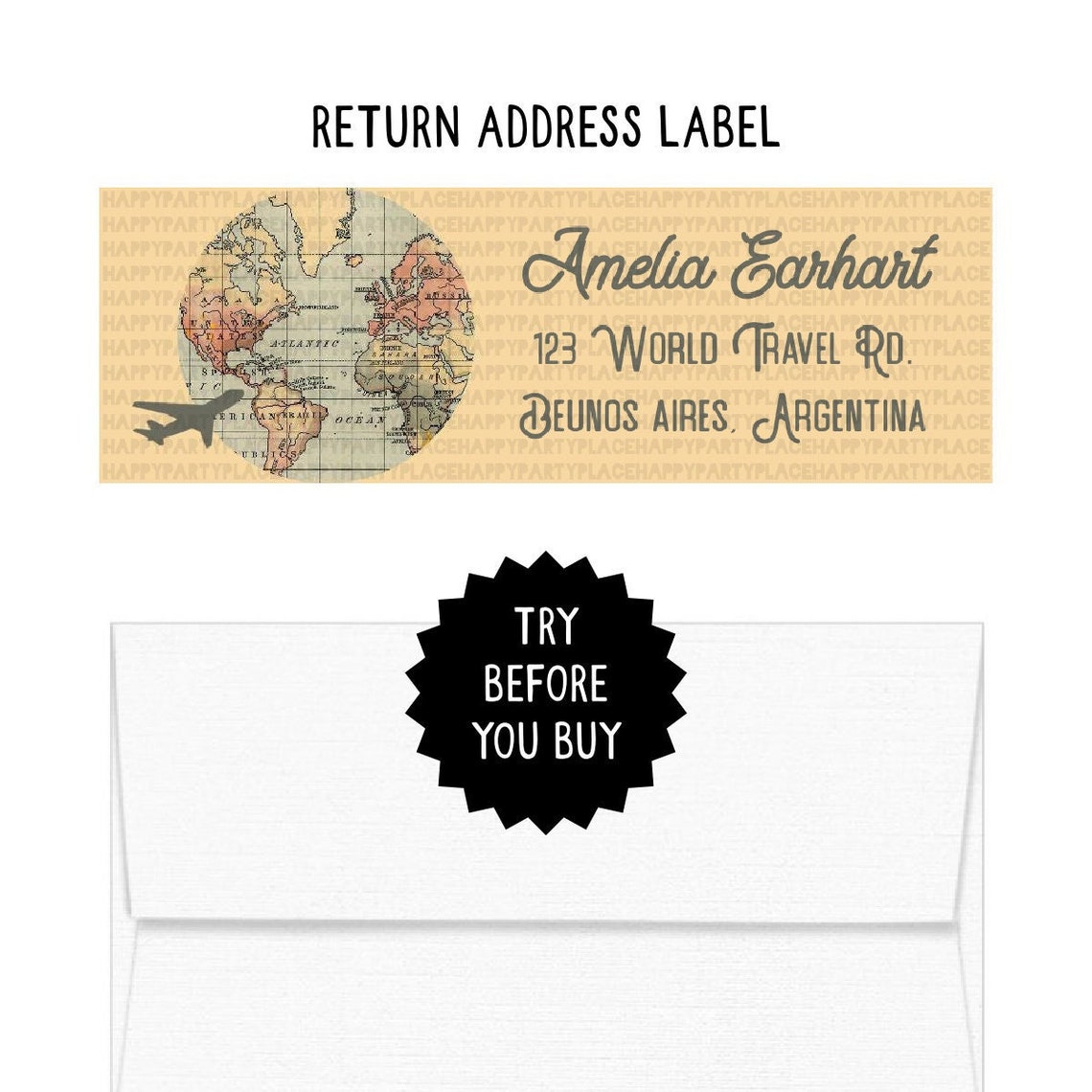 Travel Return Address Labels, Around the World Address Labels, World ...