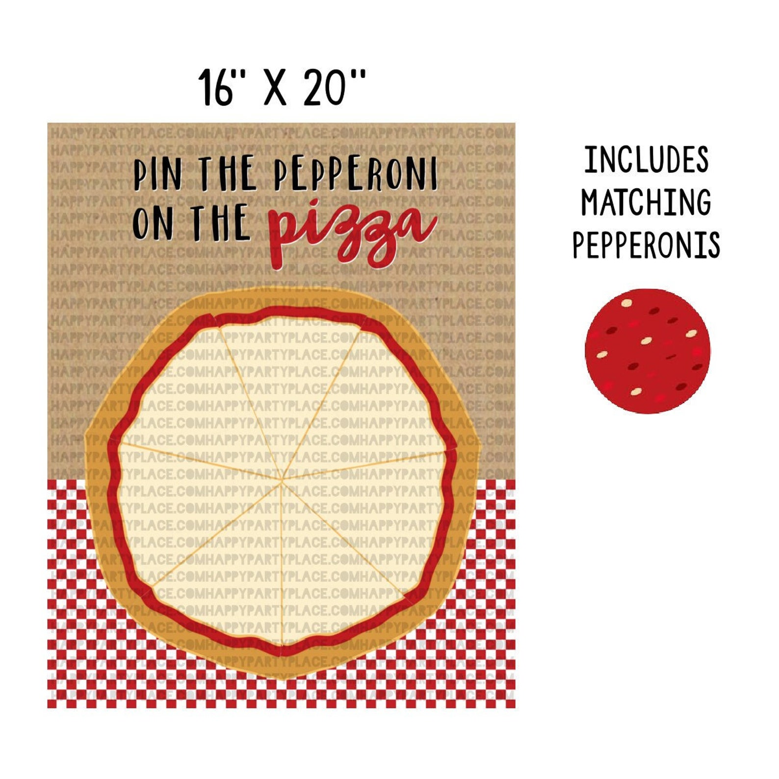 Birthday Party Game, Pin the Pepperoni on the Pizza, Pizza Party Game ...