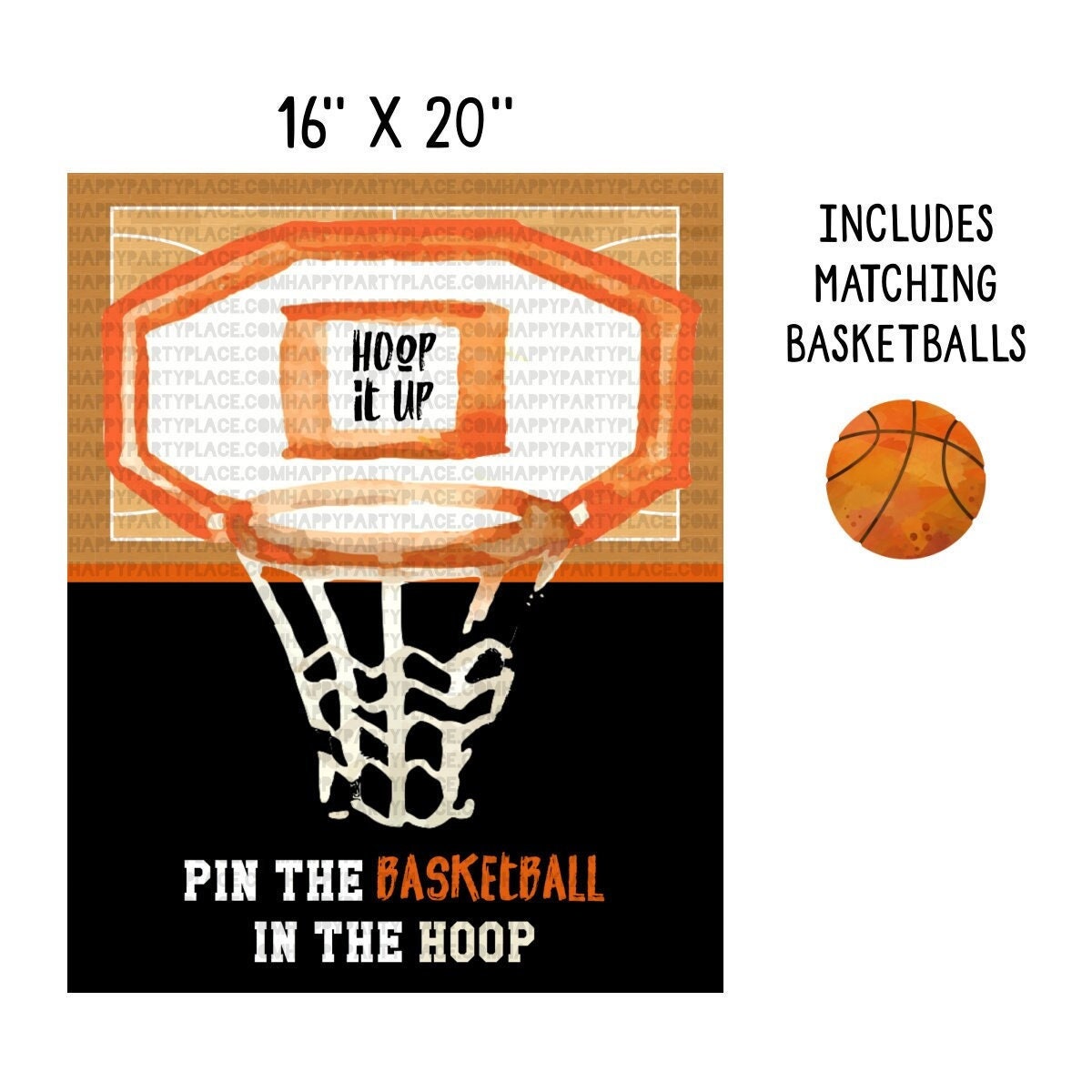 Basketball Party Game, Pin the Basketball on the Hoop, Basketball Party ...