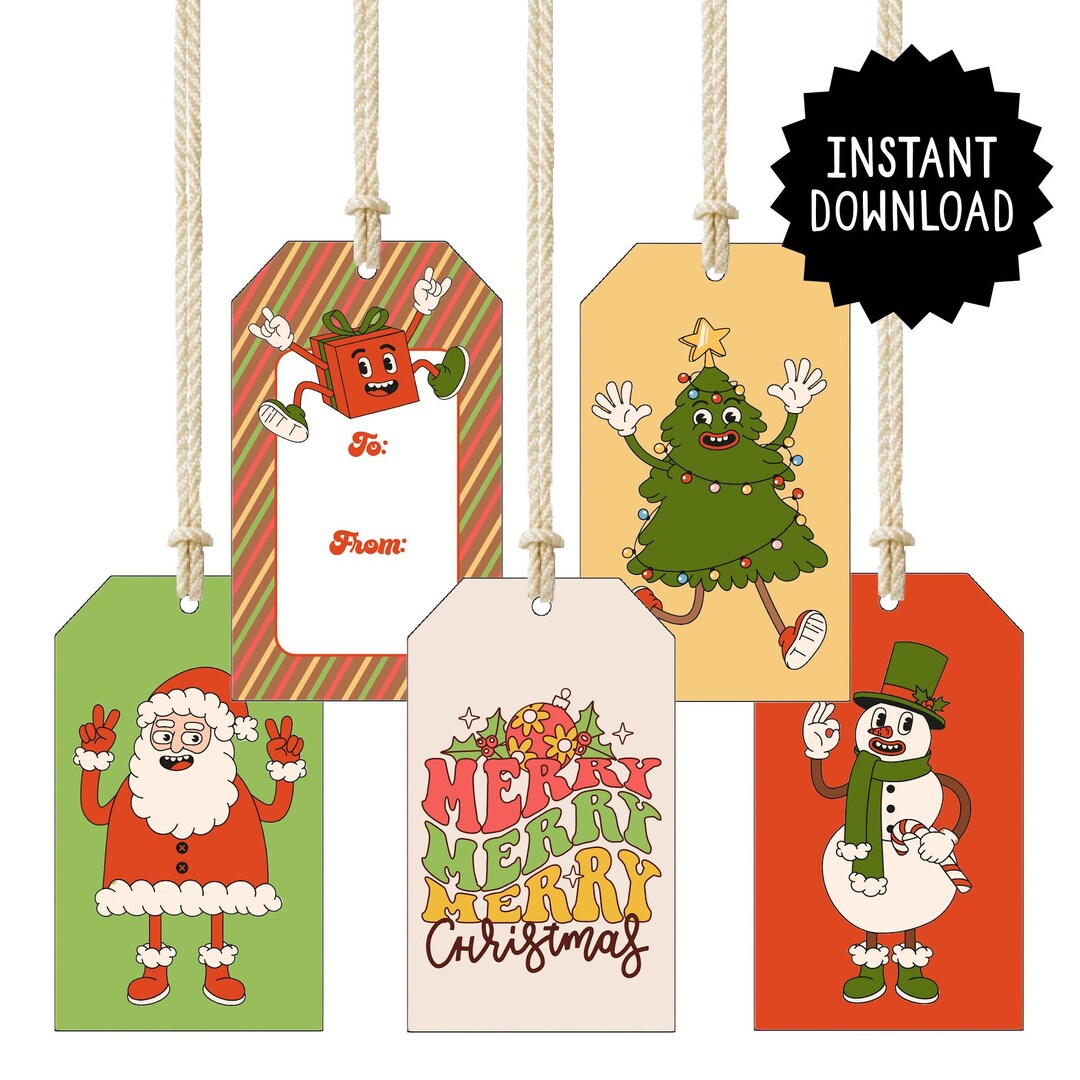 Instant Download Printable Classic Retro Christmas Gift Tags, Holiday ...