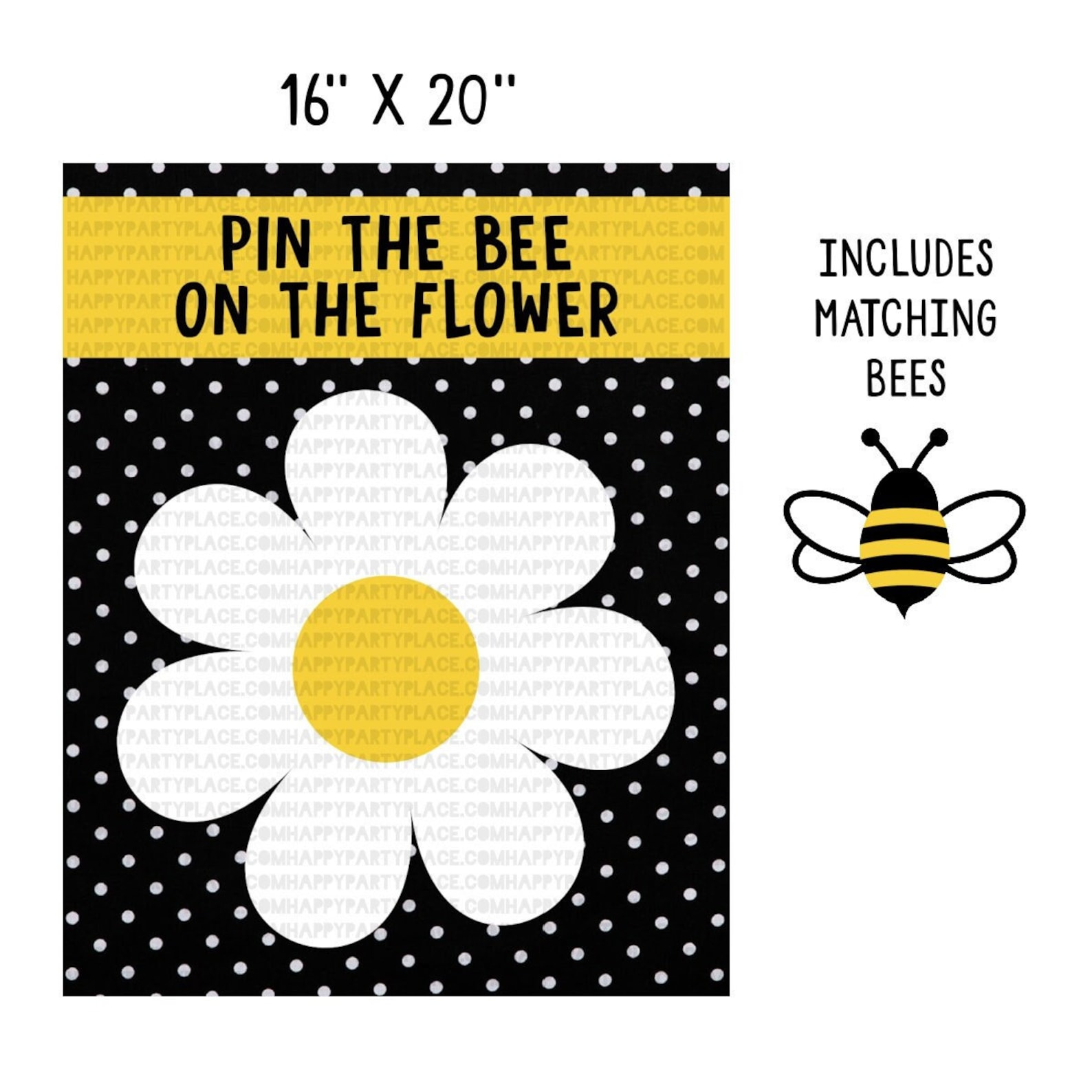 Bumble Bee Party Games, Pin the Bee on the Flower, Bumble Bee Party ...