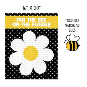 Bumble Bee Party Games, Pin the Bee on the Flower, Bumble Bee Party ...