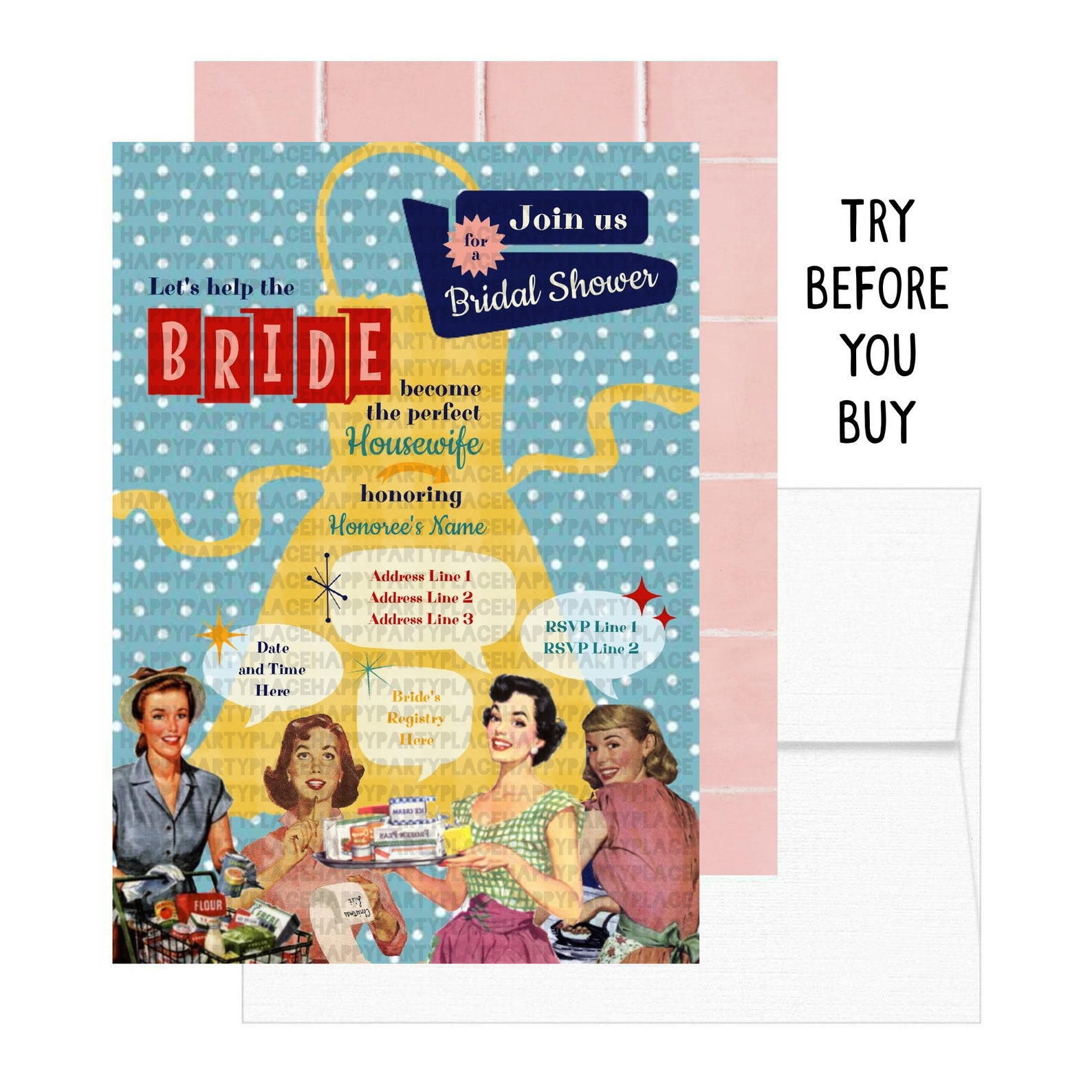 50's Housewife Bridal Shower Invitations, 50's Housewife Bridal Shower ...