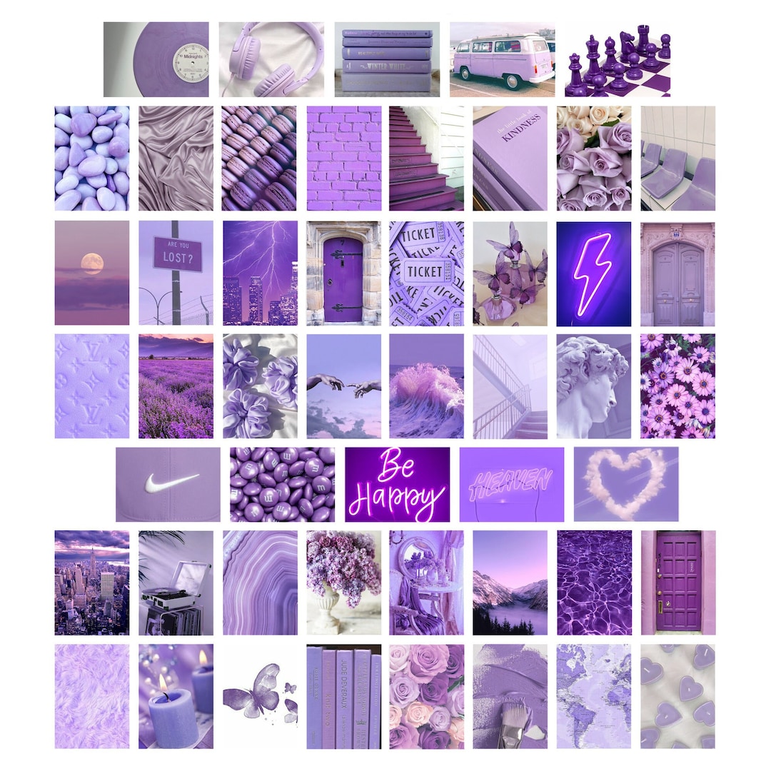 50PC Assorted Purple Aesthetic Art Prints, Trendy Purple Wall Prints ...