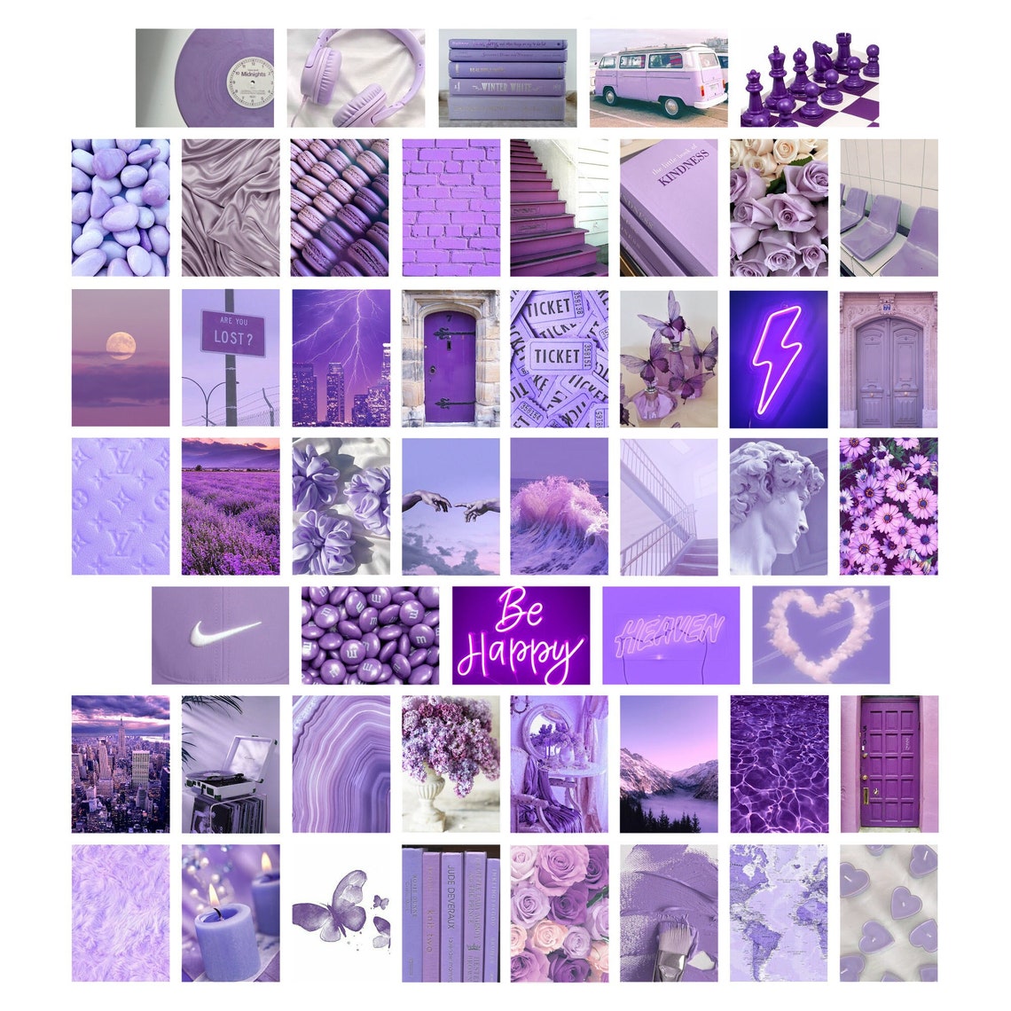 50PC Assorted Purple Aesthetic Art Prints, Trendy Purple Wall Prints ...
