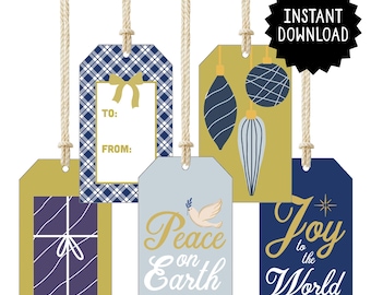 Blue Christmas Gift Tags - Etsy