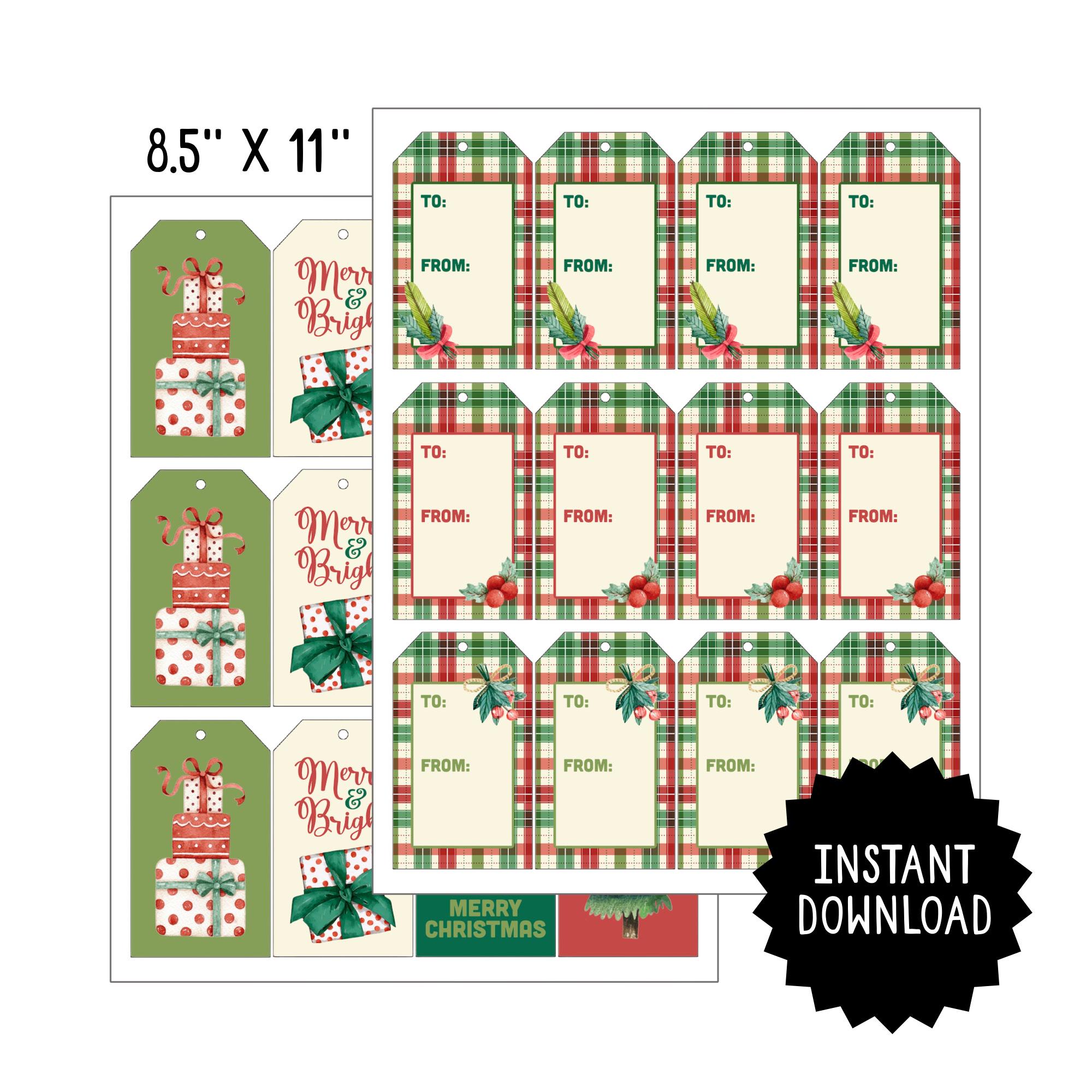Instant Download Printable Christmas Gift Tags, Holiday Gift Tags ...