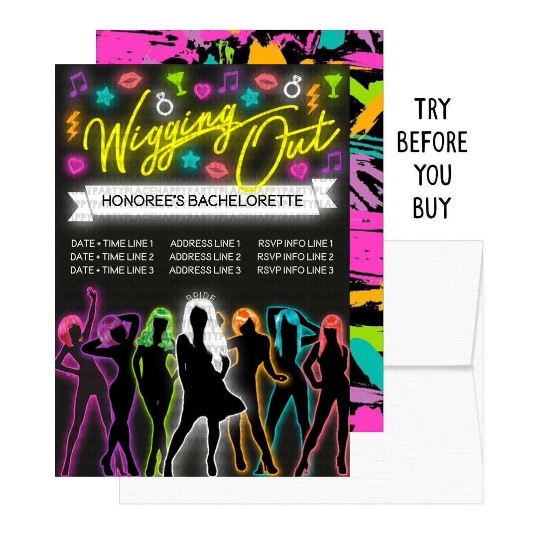Wigging Out Bachelorette Party Invitations, Wig Out Bachelorette Invite ...
